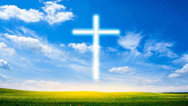 Christian Cross Appears Bright In The Sky Stock Photo - Image of ...