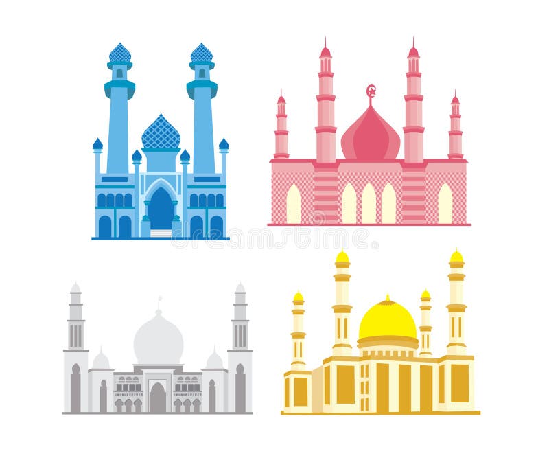 Religion Buildings. Islamic Mosque Architectural Objects Stock Vector ...