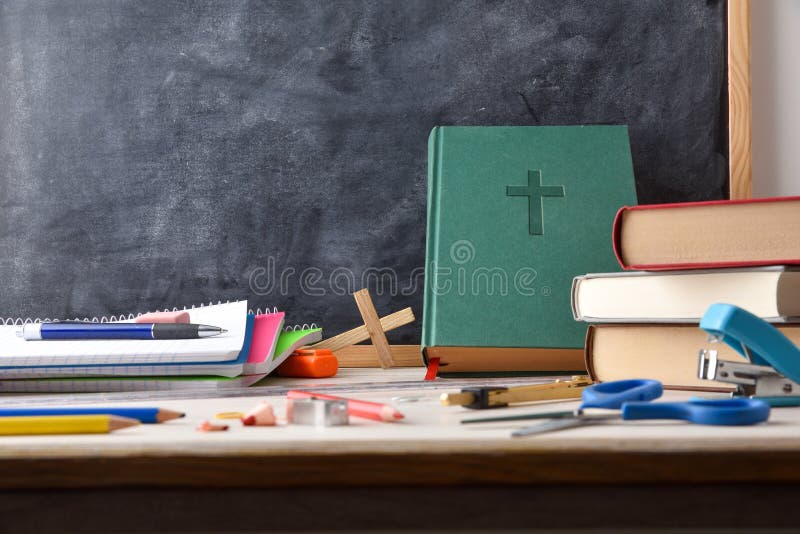 Religion Class Desk Tools Bible Blackboard Stock Photos - Free ...