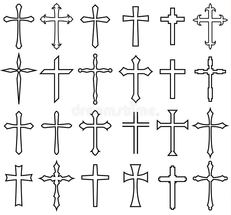 Religion cross icon set stock vector. Illustration of graphic - 116794699