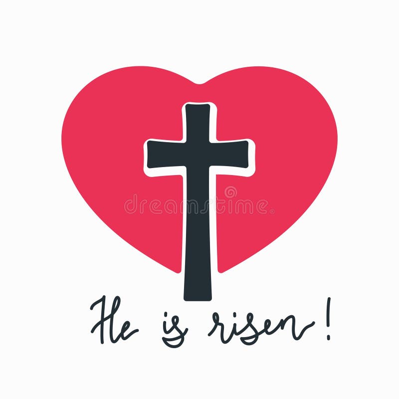 Religion Cross with Text he is Risen Vector Illustration Stock Vector ...