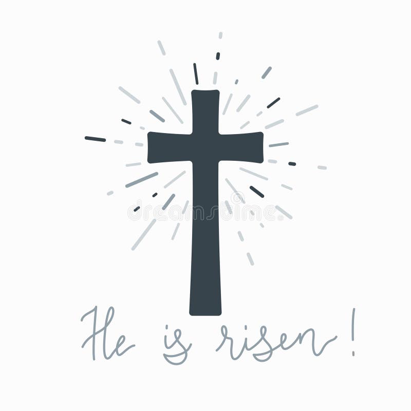 Religion Cross with Text he is Risen Vector Illustration Stock Vector ...