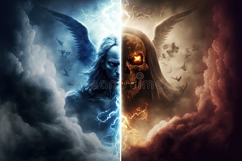Religion Good and Evil, Light and Darkness, and Heaven and Hell Stock ...