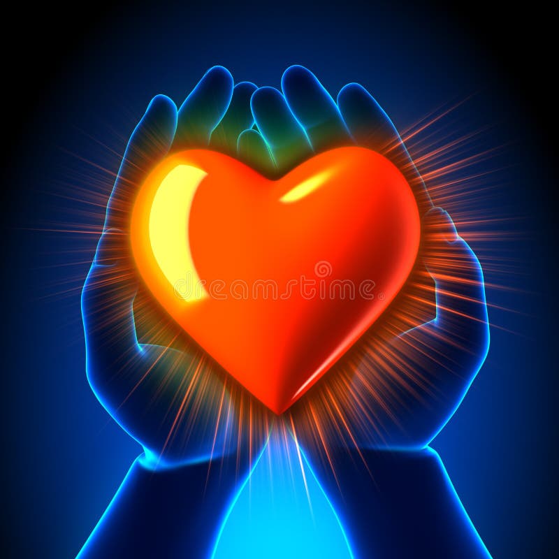 Religion / Holy Love Heart in Hands - Glowing Stock Illustration ...