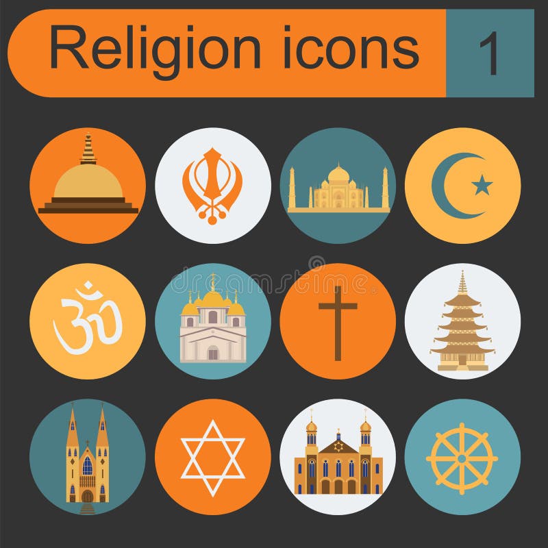 Religion icon set stock vector. Illustration of judaism - 49645651
