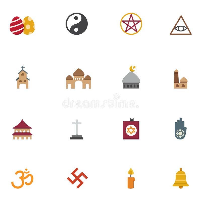 Religion icons stock vector. Illustration of bible, fish - 41089517