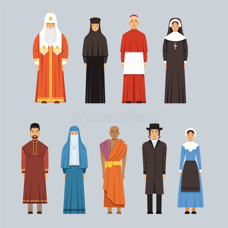 Religion People Set, Men and Women of Different Religious Confessions ... Religion People Set, Men and Women of Different Religious Confessions ...