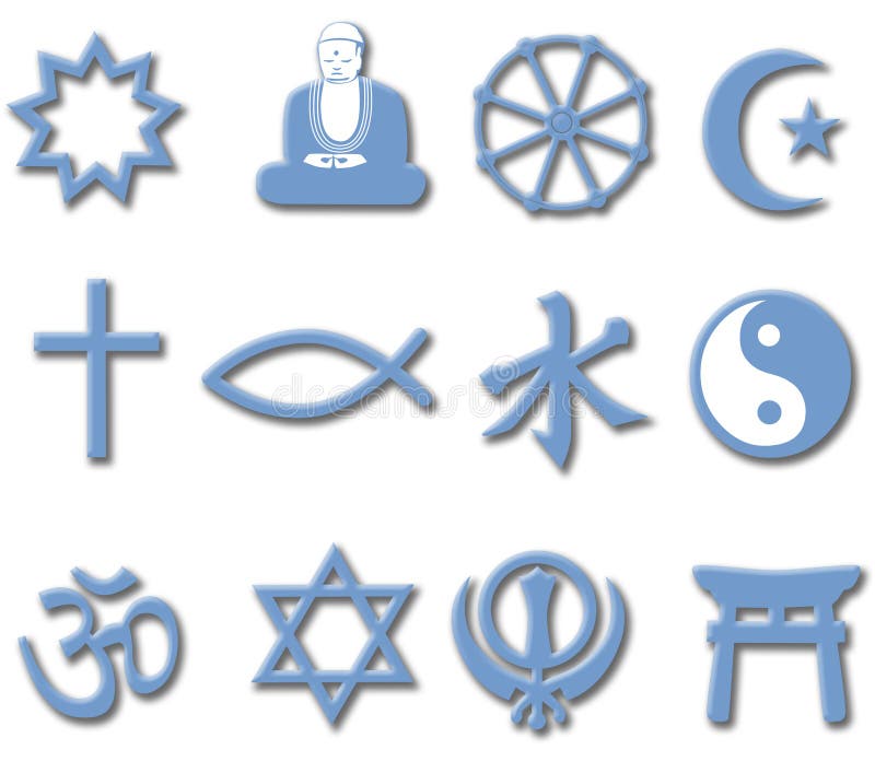 Religion Symbol Set 3D Major World Religions Stock Illustration ...