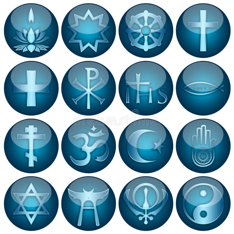 Religion Symbols Religious Glossy Blue Buttons Stock Illustration ...