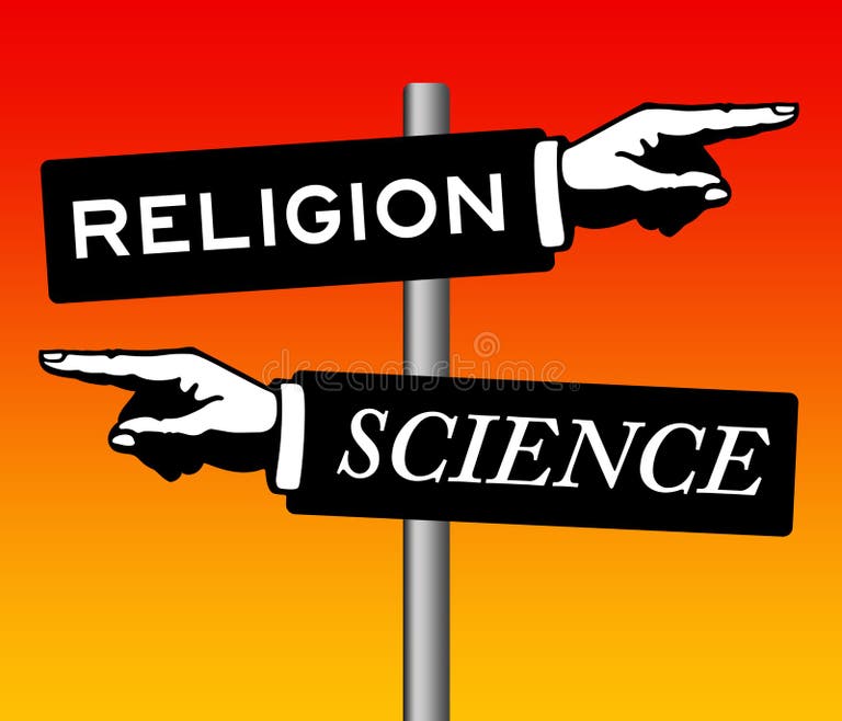 Religion versus science stock illustration. Illustration of faith ...