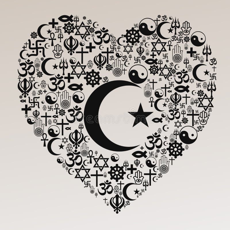 Religions Heart Shape - Islam Stock Illustration - Illustration of ...