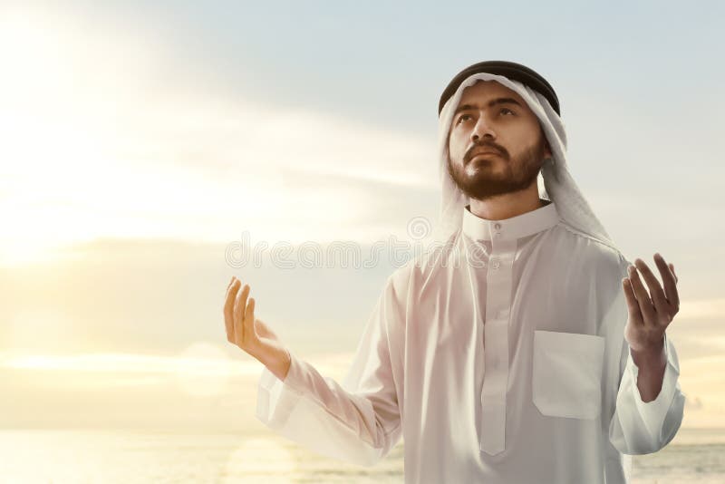 Religious Arab Muslim Man Pray Stock Photo - Image of beard, male ...