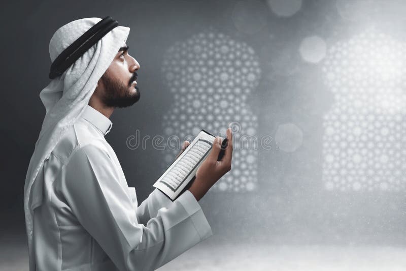 Religious Arab Muslim Man Reading Holy Quran Stock Image - Image of ...