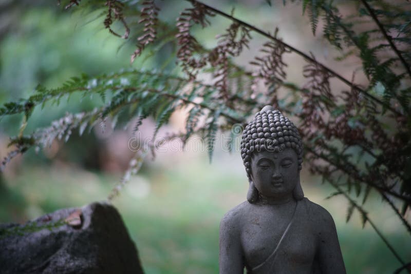 Religious Buddha Statue in a Garden Stock Photo - Image of stone ...