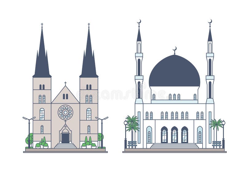 Religious building set stock vector. Illustration of modern - 53946668