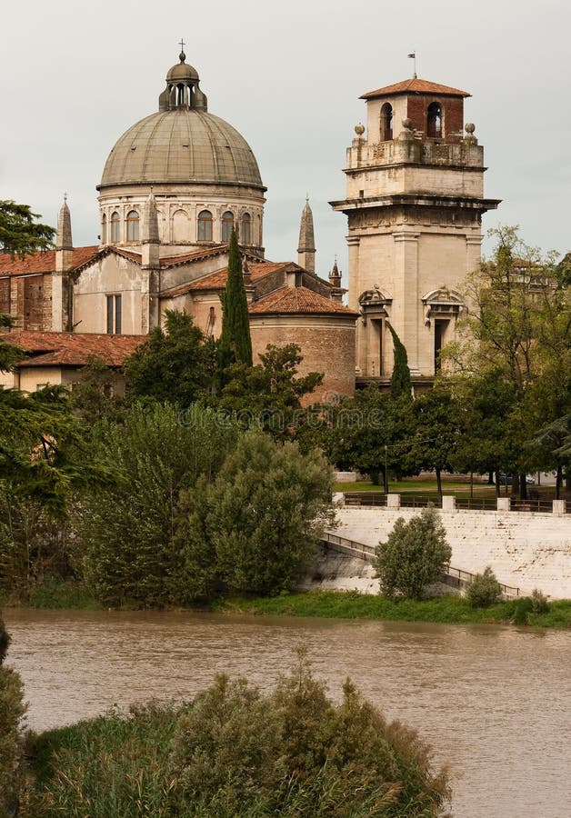 Religious Buildings Across the River Stock Photo - Image of wall, city ...