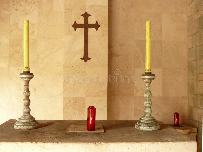 Religious candles stock image. Image of reverence, cross - 12194327