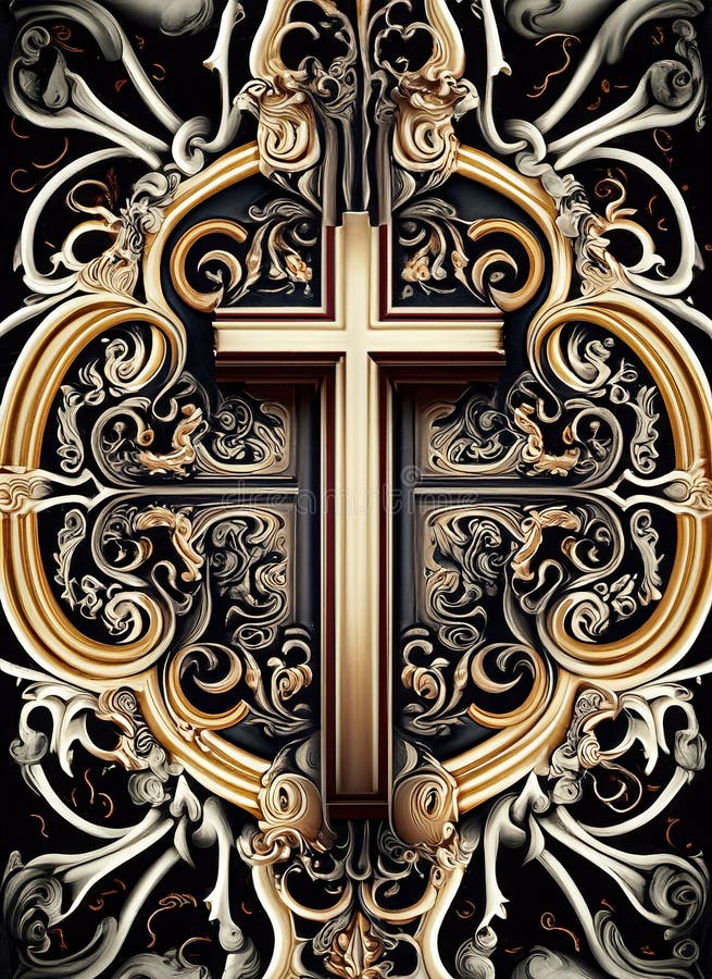 Religious, Catholic, Ornamental, Woven, Decorative, Baroque Cross Stock ...