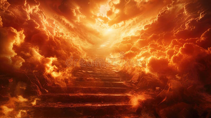 Religious Choice: Stairs for Heaven and Hell - 3D Rendering Stock ...