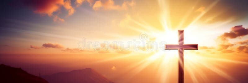 Religious Concept, the Cross of God in the Rays of the Sun. Generative ...