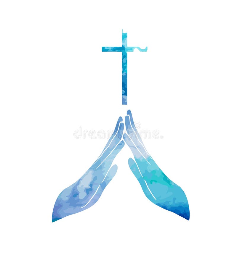 Blue Religious Cross in Hand. Vector Illustration Stock Vector ...