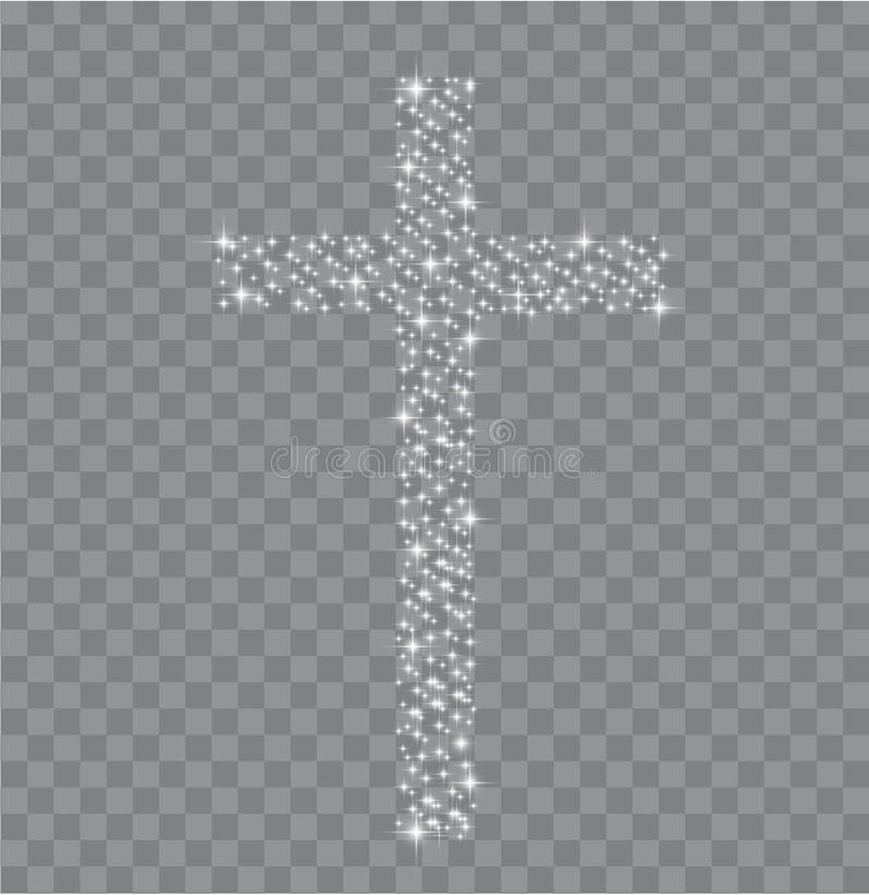 Religious Cross Shining Stars Make Cross Shape on Transparent ...