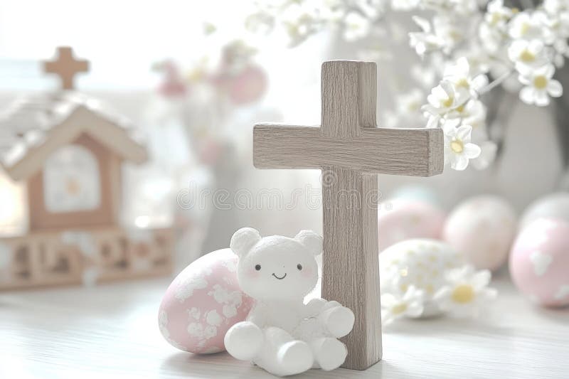 Religious Easter Display, a Plain Cross Representing Jesus Resurrection ...