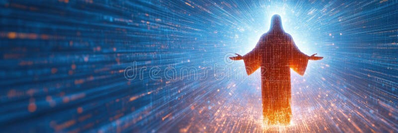 Religious Figure Resembling Saint or Angel in Digital Light Stock ...