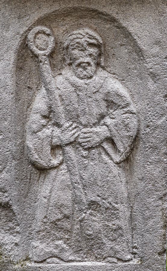 Religious Figure with a Staff Carved on Stone. Prophet. Ancient ...