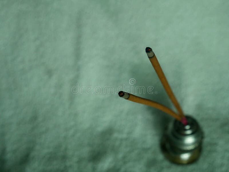 Religious Fragrance Sticks Burning with Red Fire Point Focus Shot Stock ...