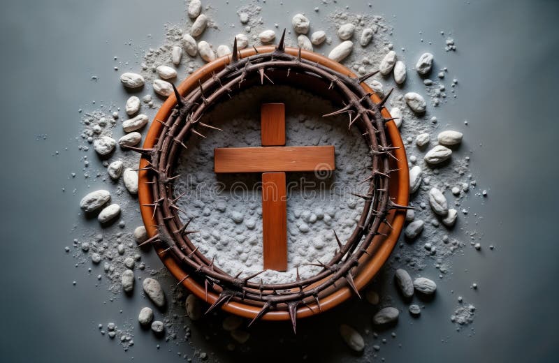 Religious Image Crown of Thorns, Cross on Ash. Symbol of Sacrifice ...