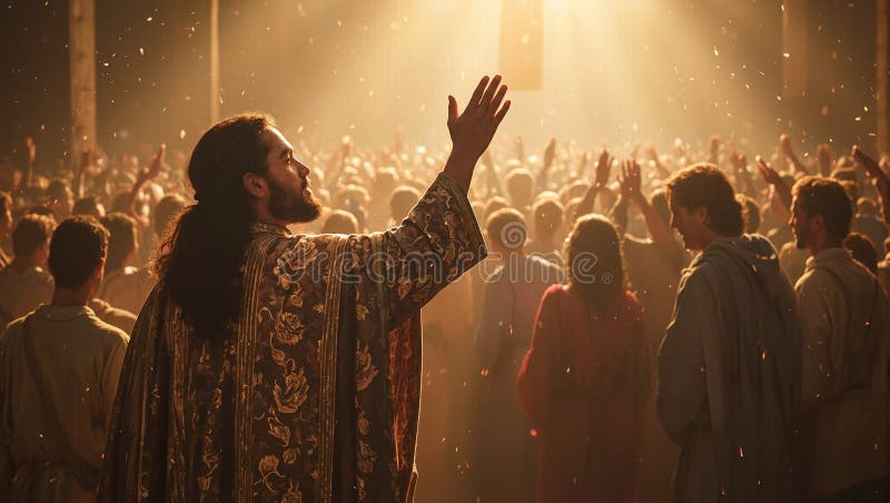 Religious Leader Bestows Blessing upon Diverse Crowd Radiating Hope ...