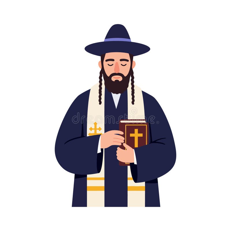 Religious Leader Holding a Book in Traditional Attire with Flat Design ...