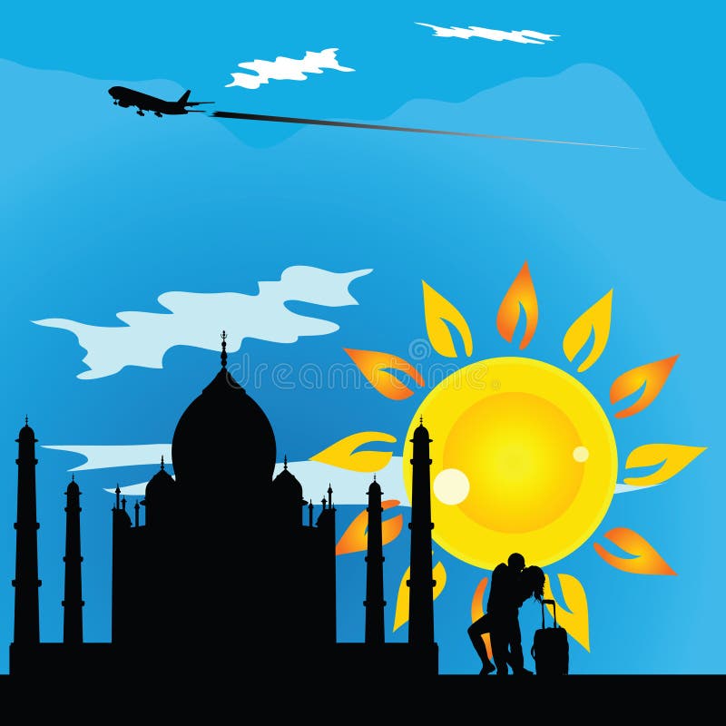 Religious Monument Travel Vector with Couple Stock Vector ...