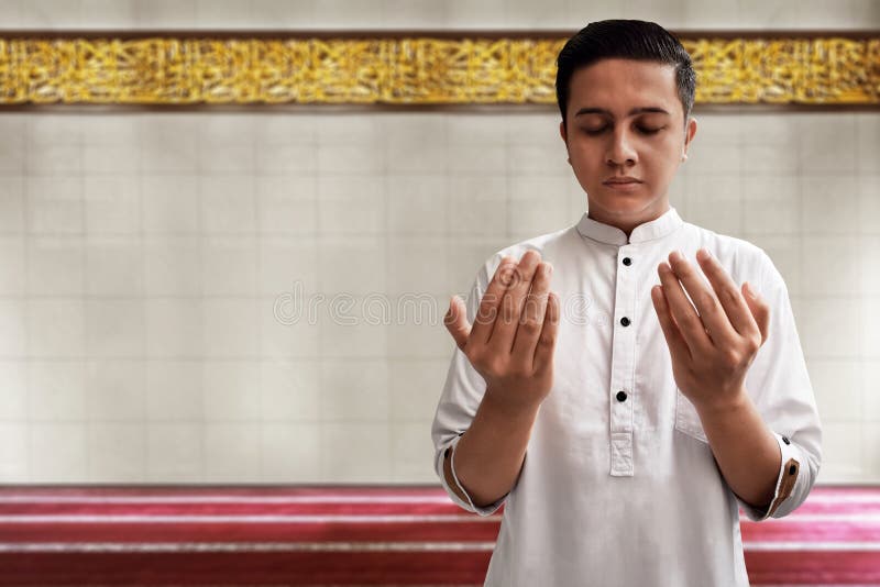 Religious Muslim Man Pray in Mosque Stock Photo - Image of faithful ...