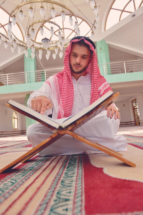 Two Religious Muslim Man Praying Together Inside the Mosque Stock Image ...