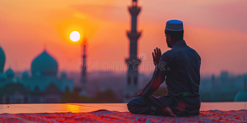 Religious Muslim Man Praying Stock Illustration - Illustration of ...