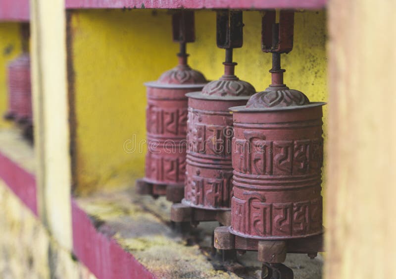 Religious Prayer Wheels in Nepal Stock Photo - Image of nepal, culture ...