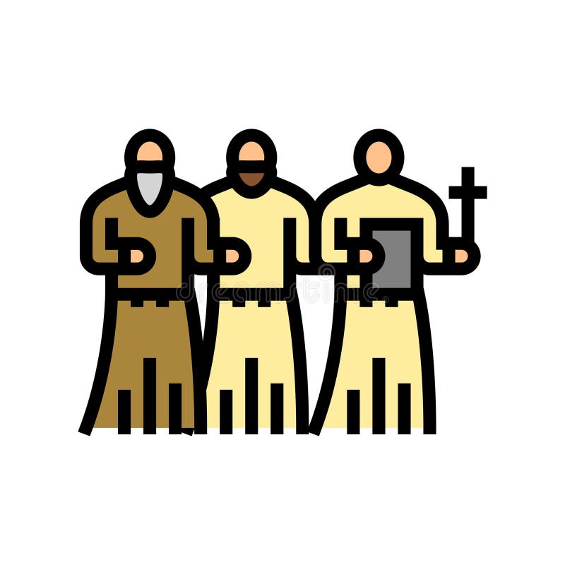 Religious Procession Byzantine Color Icon Vector Illustration Stock ...