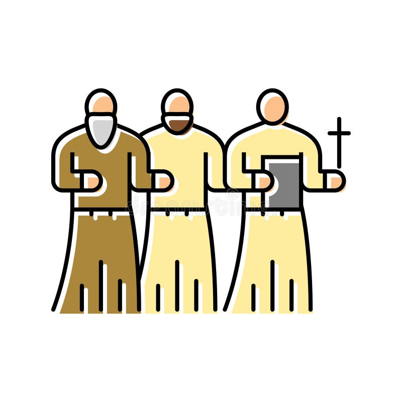 Religious Procession Byzantine Color Icon Vector Illustration Stock ...