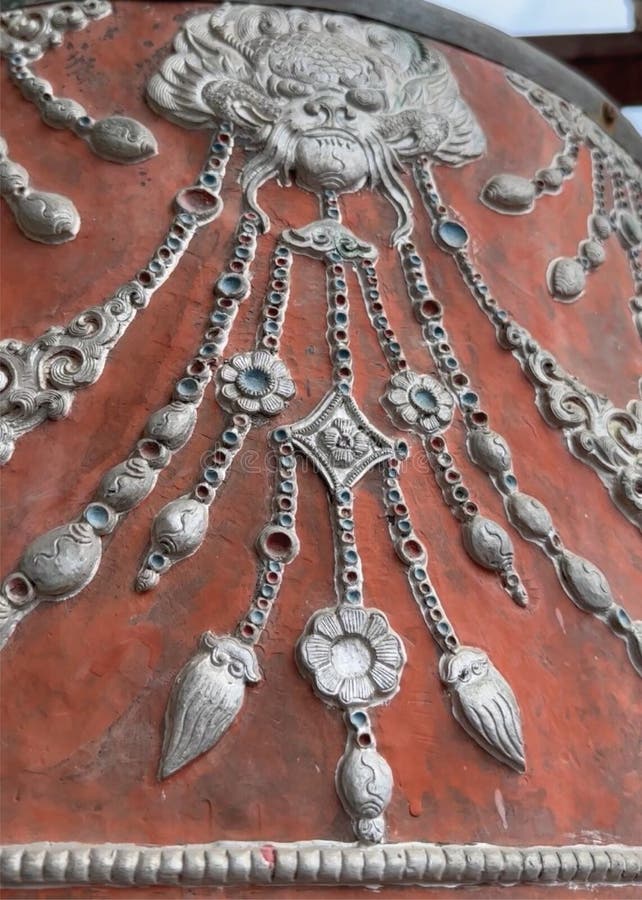 Decorative Details of a Buddhist Prayer Wheel. Stock Photo - Image of ...