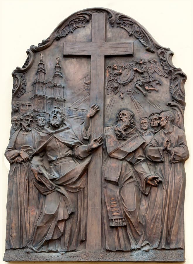 Religious Relief on the Church Wall Stock Photo - Image of carved ...