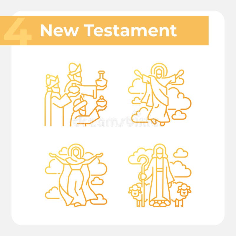 Religious Scenes Gradient Linear Vector Icons Set Stock Vector ...