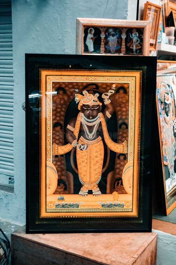 Religious Shreenathji Painting in India Stock Photo - Image of backdrop ...