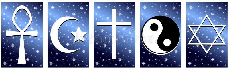 Religious Symbols On A Background With Stars Stock Image - Illustration ...