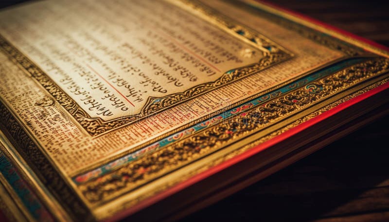 Religious Text Reading, Wisdom in Ancient Script Generated by AI Stock ...