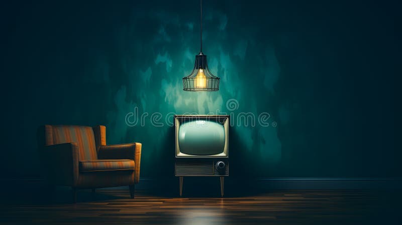 Reliving the 1960s: Retro TV and Lamp Nostalgia Stock Illustration ...