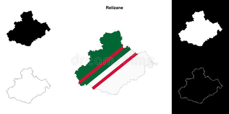 Relizane outline map stock vector. Illustration of area - 342074645