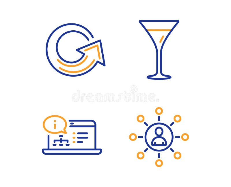 Reload, Online Documentation and Martini Glass Icons Set. Networking ...