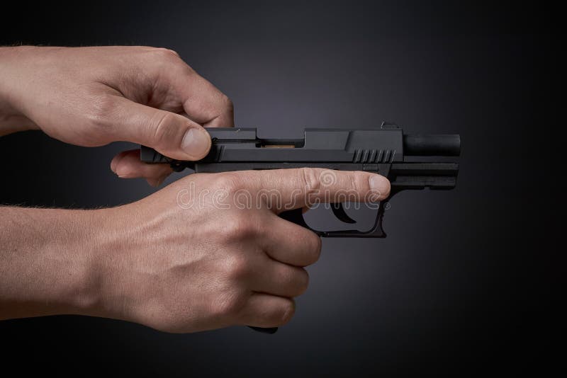 Man loading assault rifle stock photo. Image of semi - 29196004